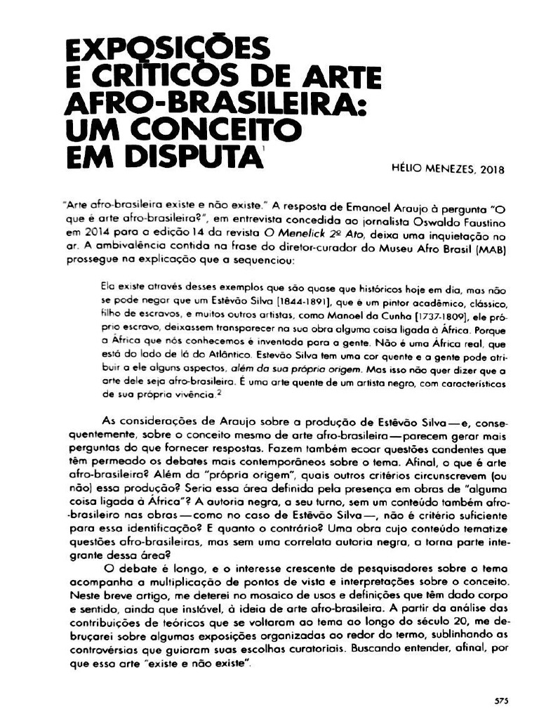 08 - Hélio Menezes - Exposições e Críticos de Arte Afro-Brasileira, Um ...