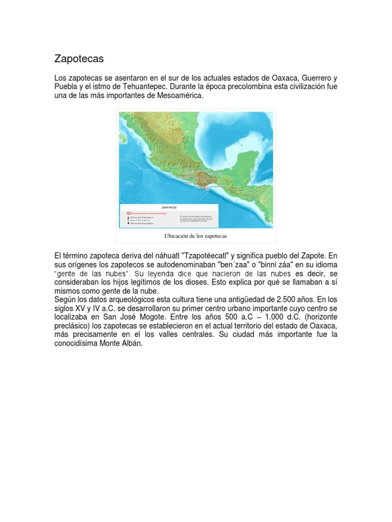 Zapotecas: Ubicación de los zapotecas | Mesoamérica