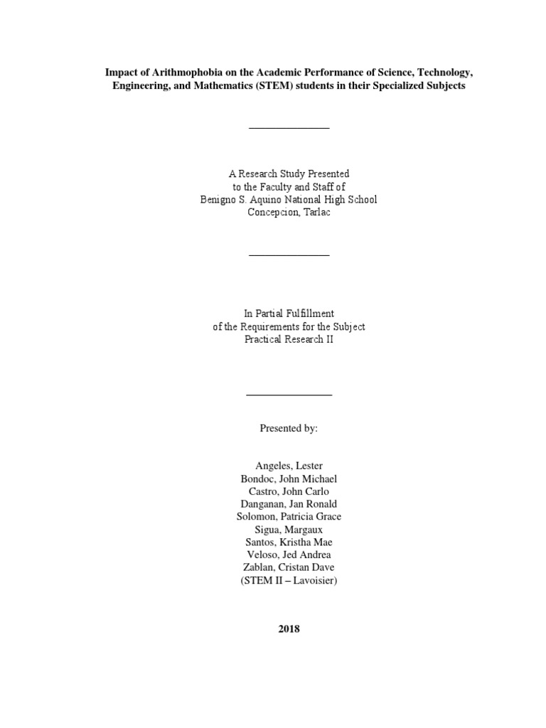 Arithmophobia's Impact on STEM Students | PDF | Heat | Acceleration