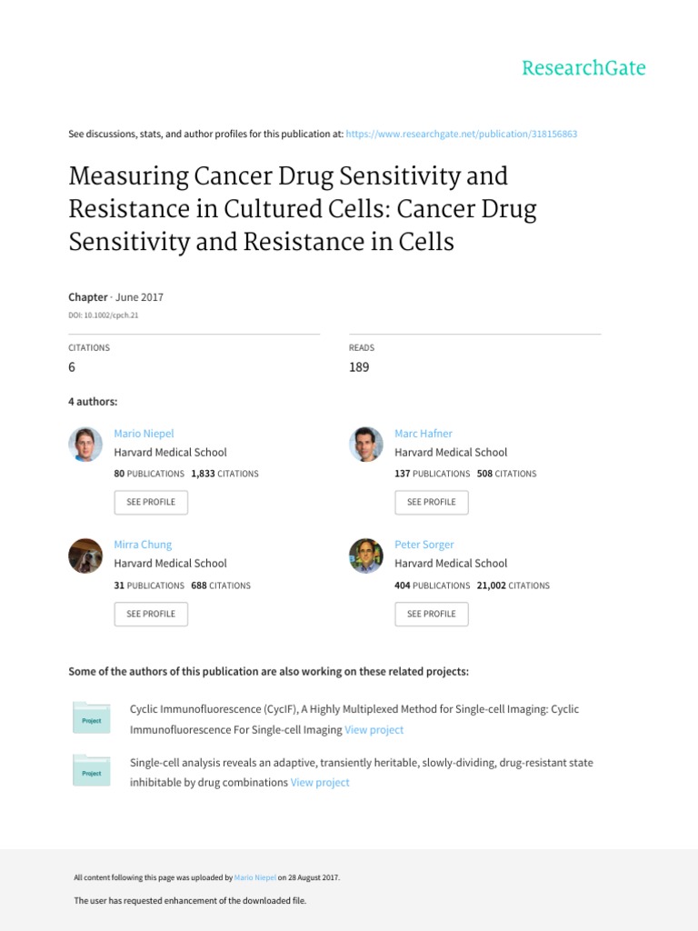 Measuring Cancer Drug Sensitivity and Resistance in Cultured Cells ...