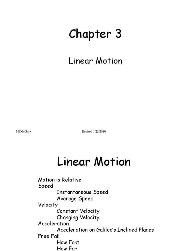 Chapter3 Linear Motion | PDF | Speed | Acceleration