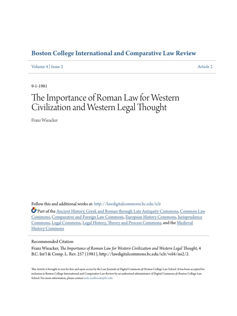 The Importance of Roman Law For Western Civilization and Western PDF ...