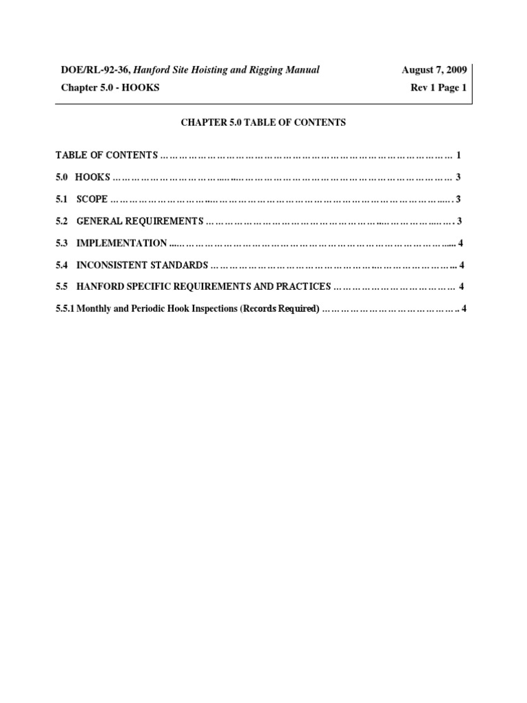 DOE/RL-92-36, Hanford Site Hoisting and Rigging Manual Chapter 5.0 ...