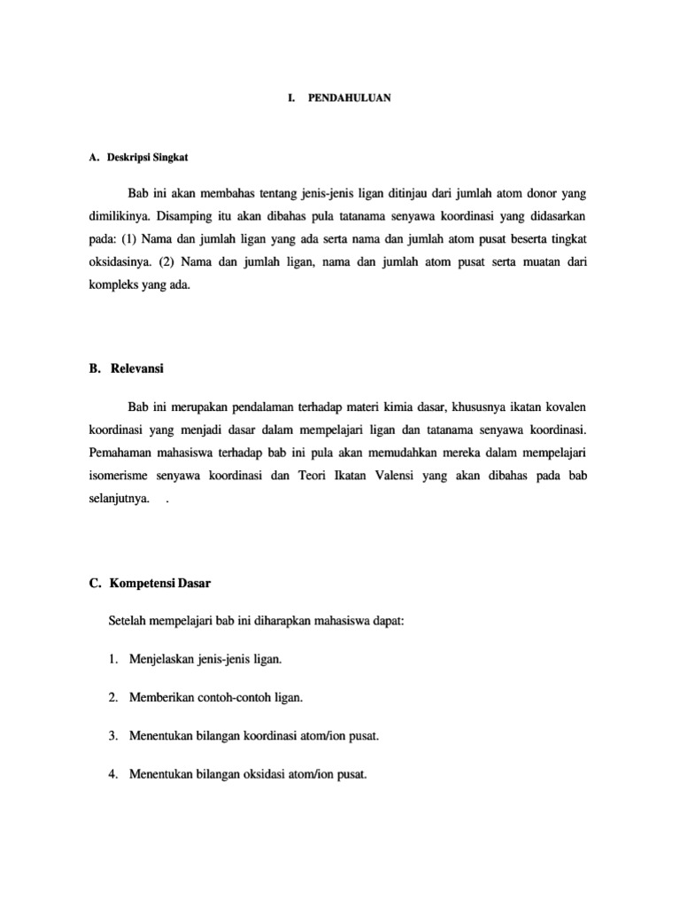 Jenis Ligan dan Tatanama Senyawa Koordinasi | PDF