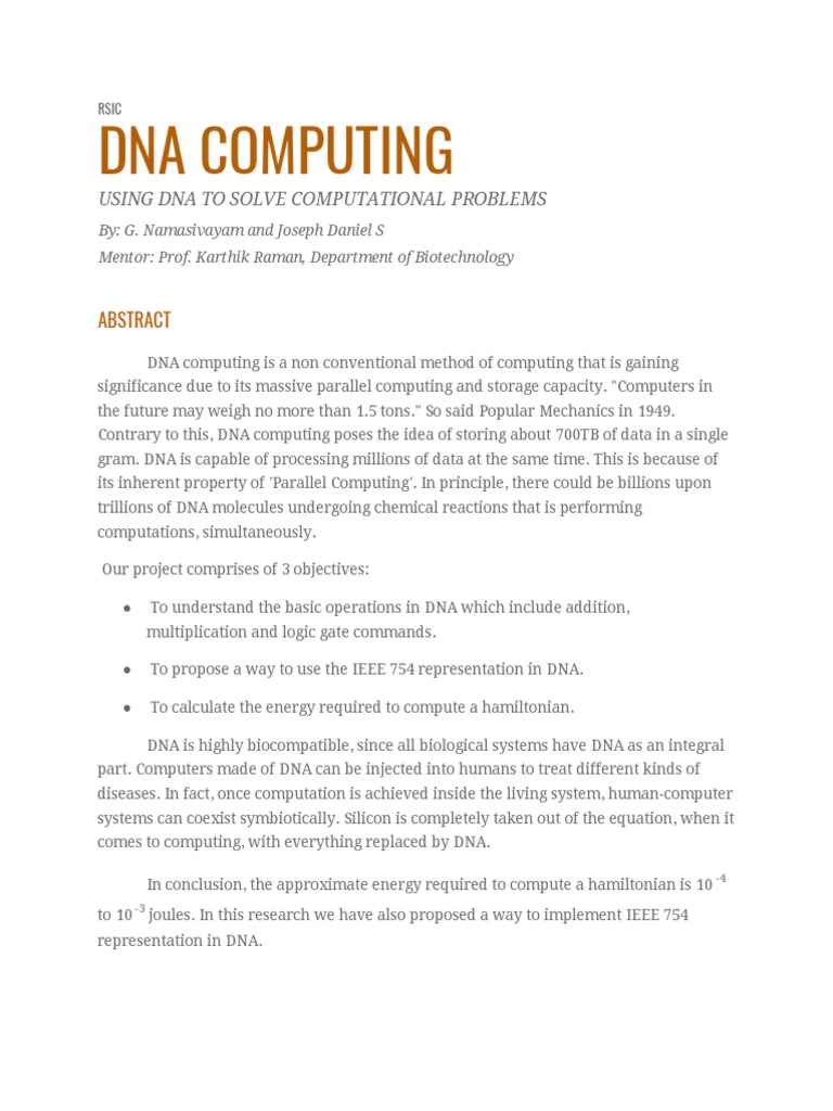 DNA Computing PDF | PDF | Computers