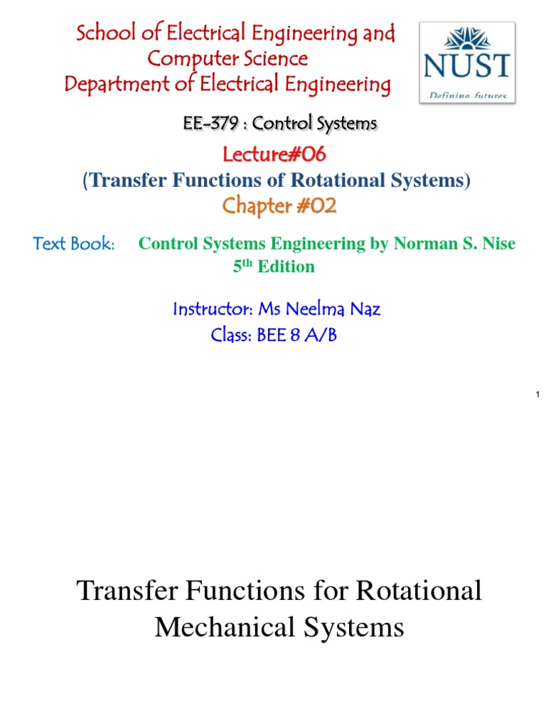 Lecture 06 Rotational Mechanical Systems | PDF | Torque | Mass