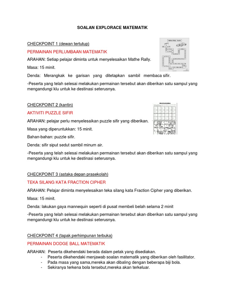Soalan Explorace Mengikut Checkpoint | PDF | Seni & Disiplin Bahasa