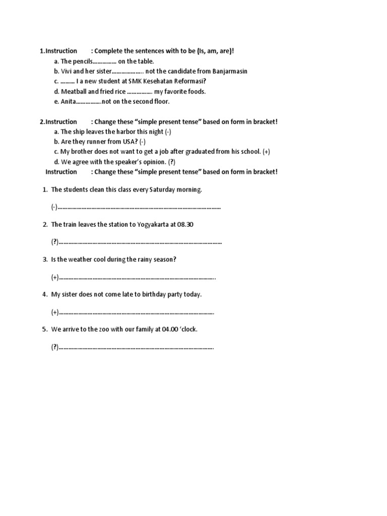 Solving Grammar Exercises: Completing Sentences with Verb Tenses and ...