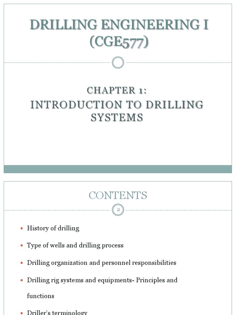 Chapter 1 - Introduction To Drilling Engineering2 PDF | PDF | Drilling ...