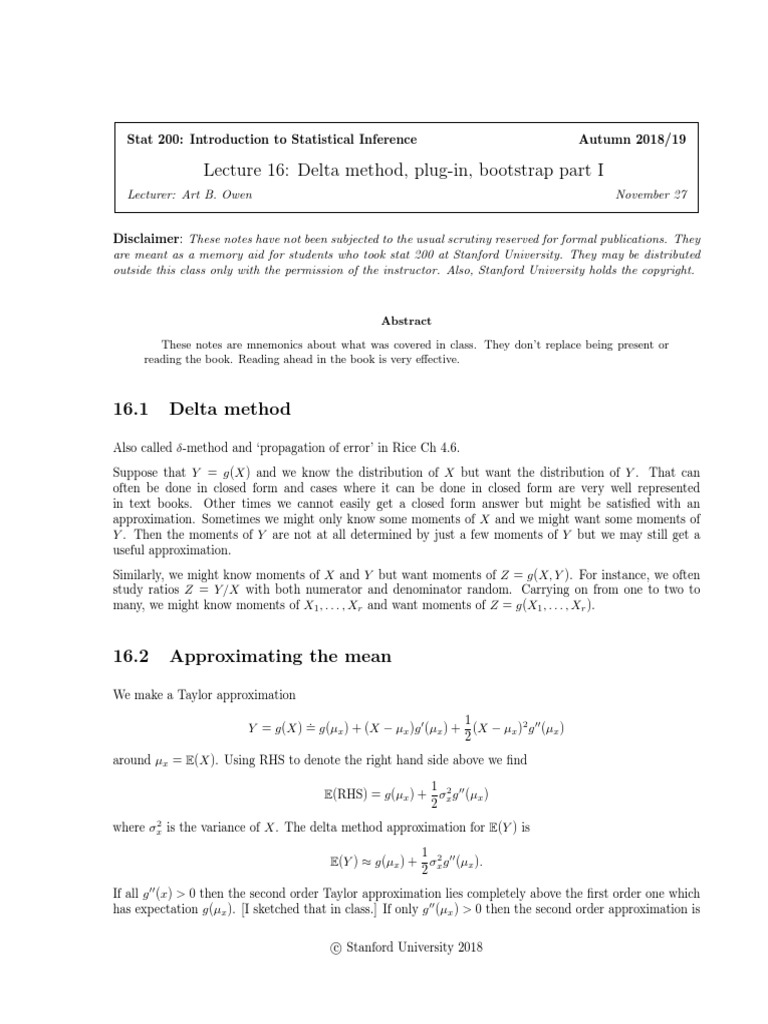 Lec16 Pdf Pdf Bootstrapping Statistics Standard Deviation