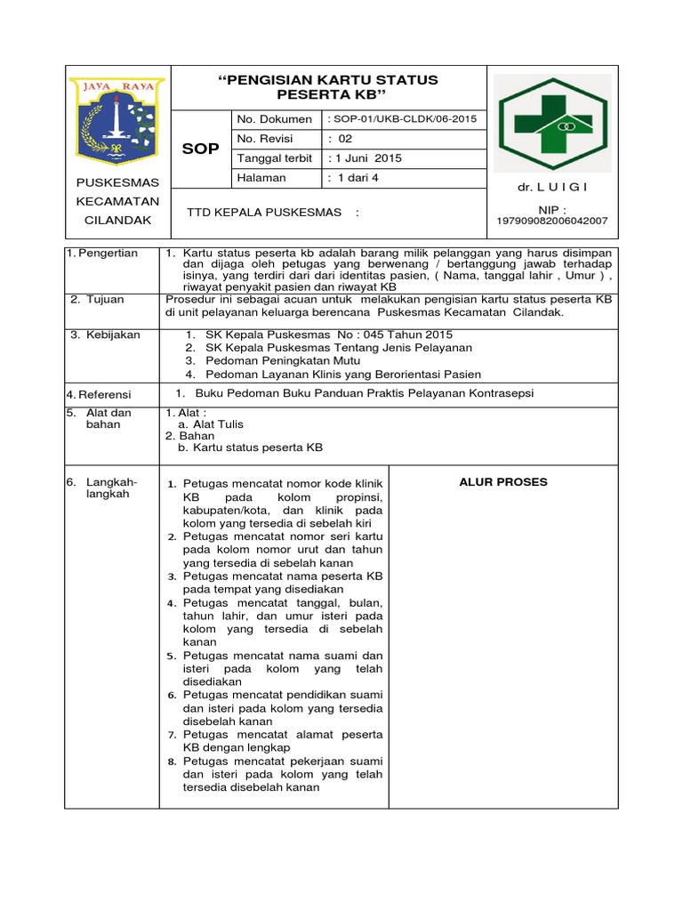Prosedur Pengisian Kartu KB Puskesmas | PDF
