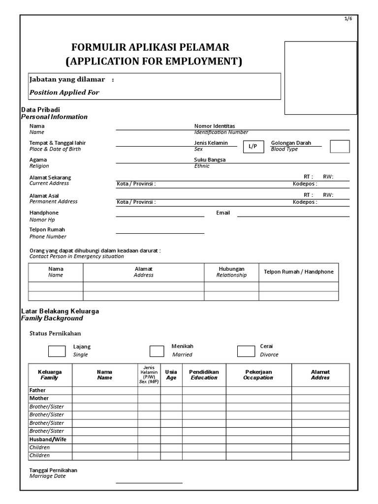 Form Aplikasi Pelamar | PDF