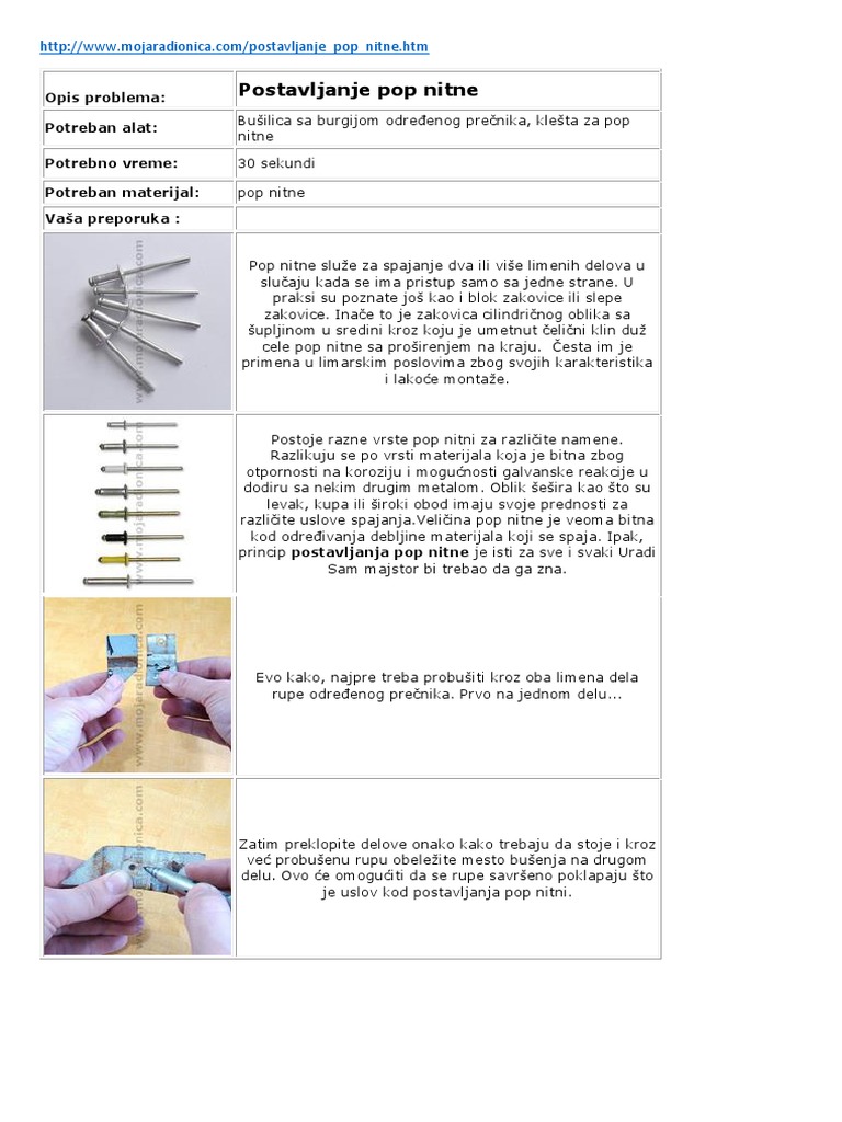Postavljanje Pop Nitne | PDF