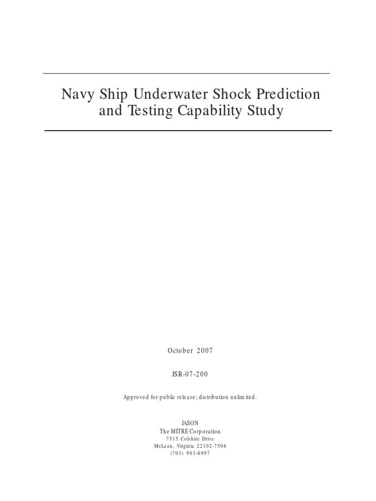 Navy Ship Underwater Shock Prediction and Testing Capability Study PDF ...