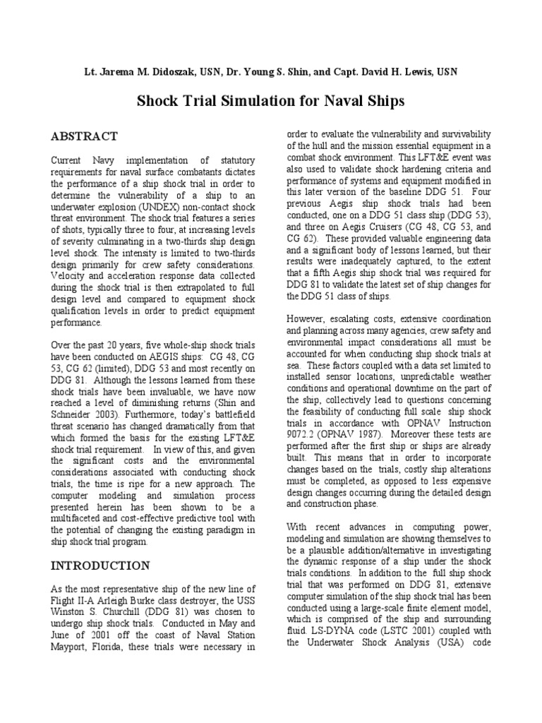Shock Trial Simulation For Naval Ships PDF | PDF | Computer Simulation ...