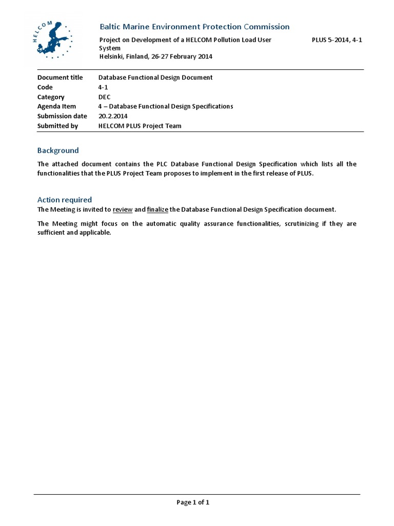 4-1 Database Functional Specifications Document | PDF | Specification (Technical Standard ...