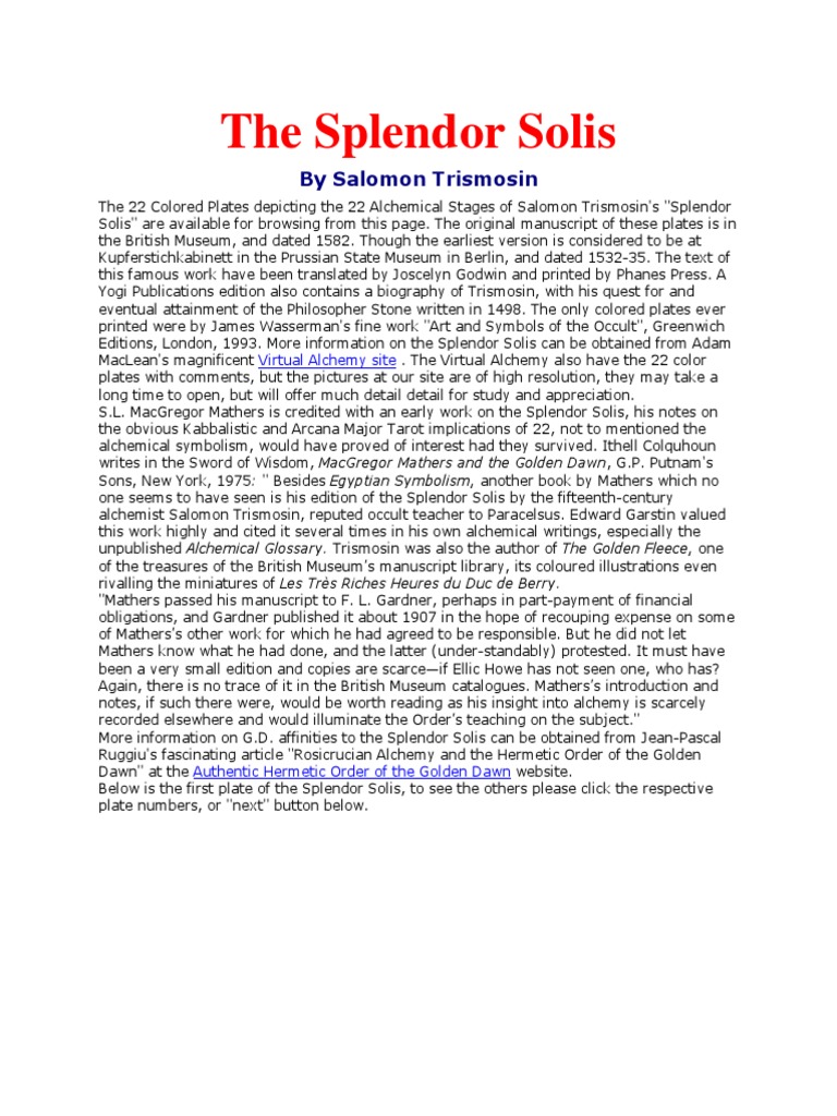 Splendor Solis Explaination PDF | PDF | Alchemy | Esotericism