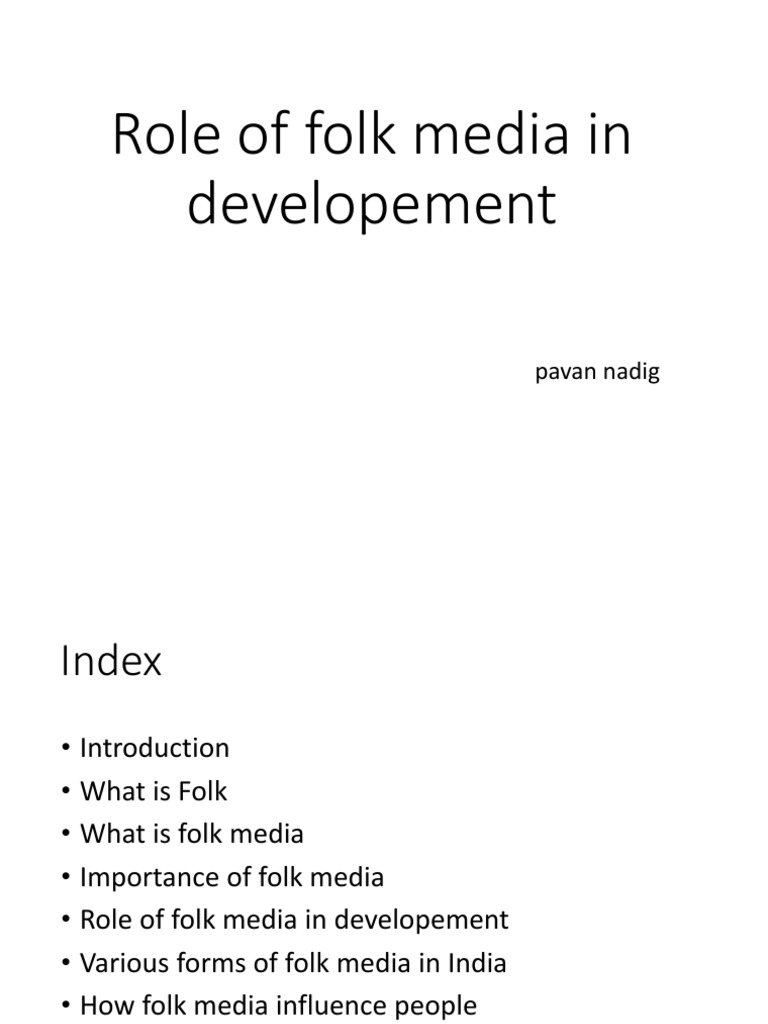 Role of Folk Media in Developement | PDF | Entertainment (General)