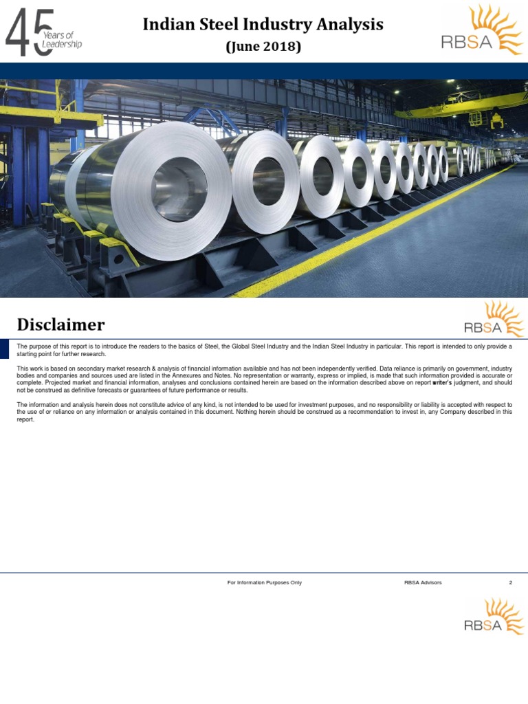 RBSA Indian Steel Industry Analysis | PDF | Blast Furnace | Steel
