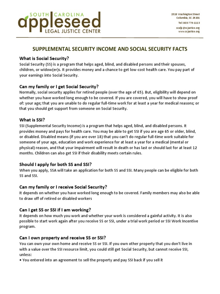 SSI and Social Security Faq | PDF | Supplemental Security Income ...