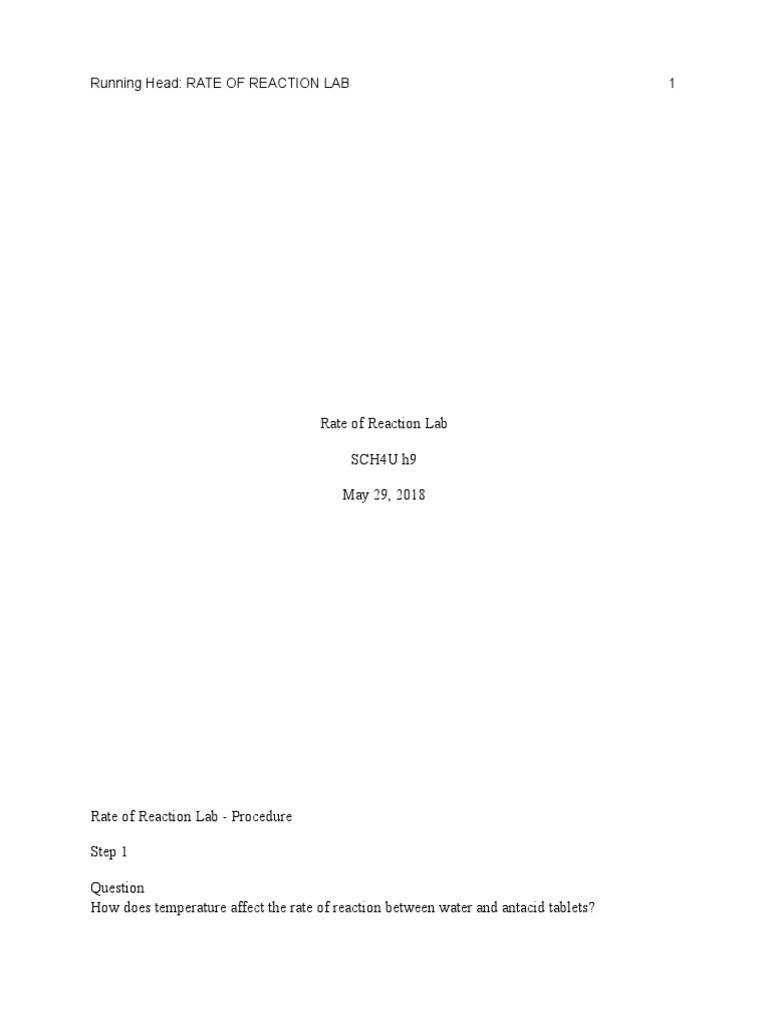 Rate of Reaction Lab (11 | Download Free PDF | Reaction Rate | Chemical ...