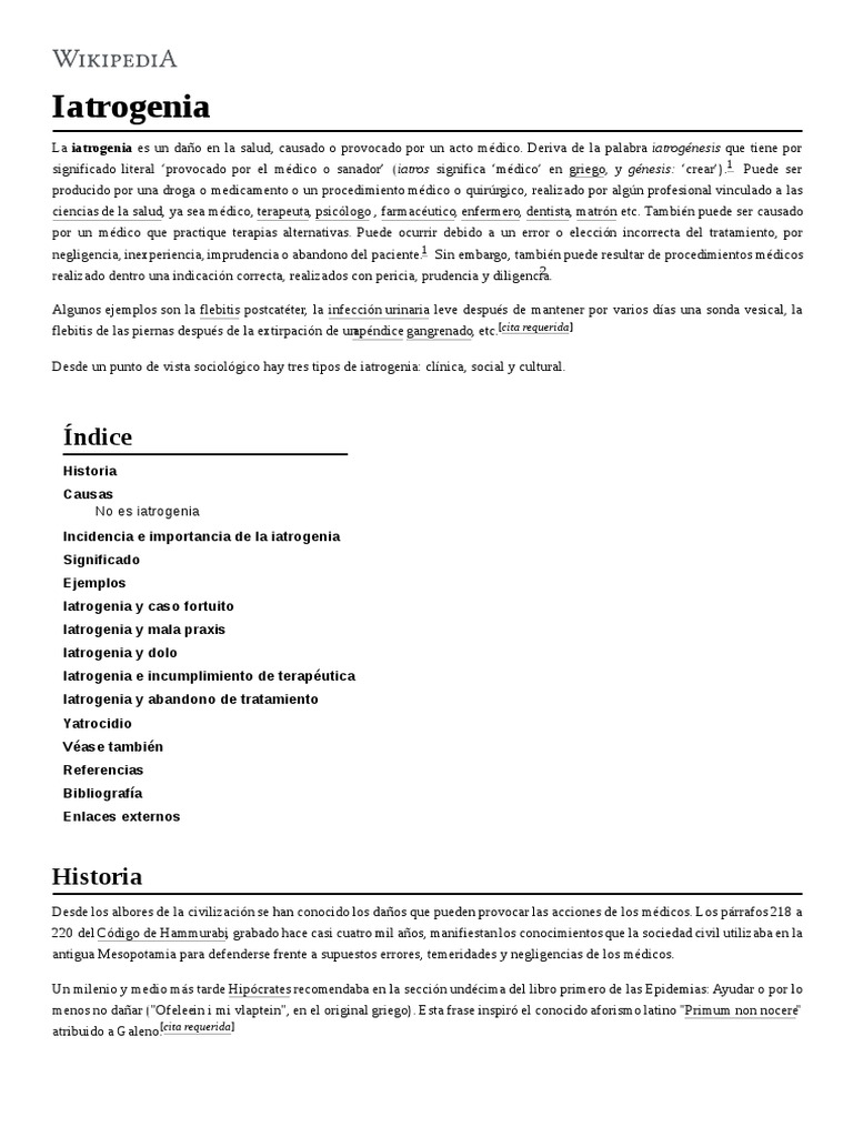 Iatrogenia - Wikipedia | PDF | Cuidado de la salud | Medicina CLINICA