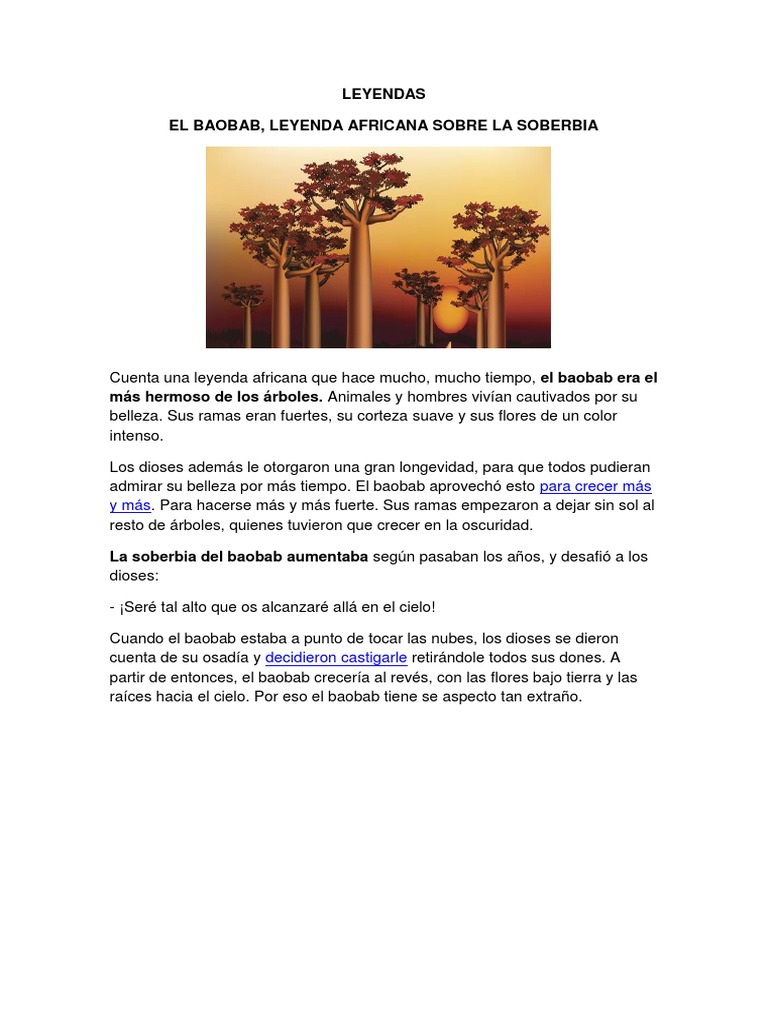 Leyenda africana del baobab y Ubuntu | PDF | Naturaleza