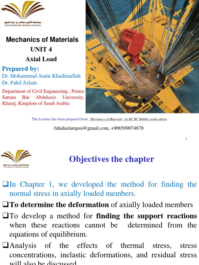 Mechanics of Materials Unit 4 Axial Load: Prepared by | PDF ...