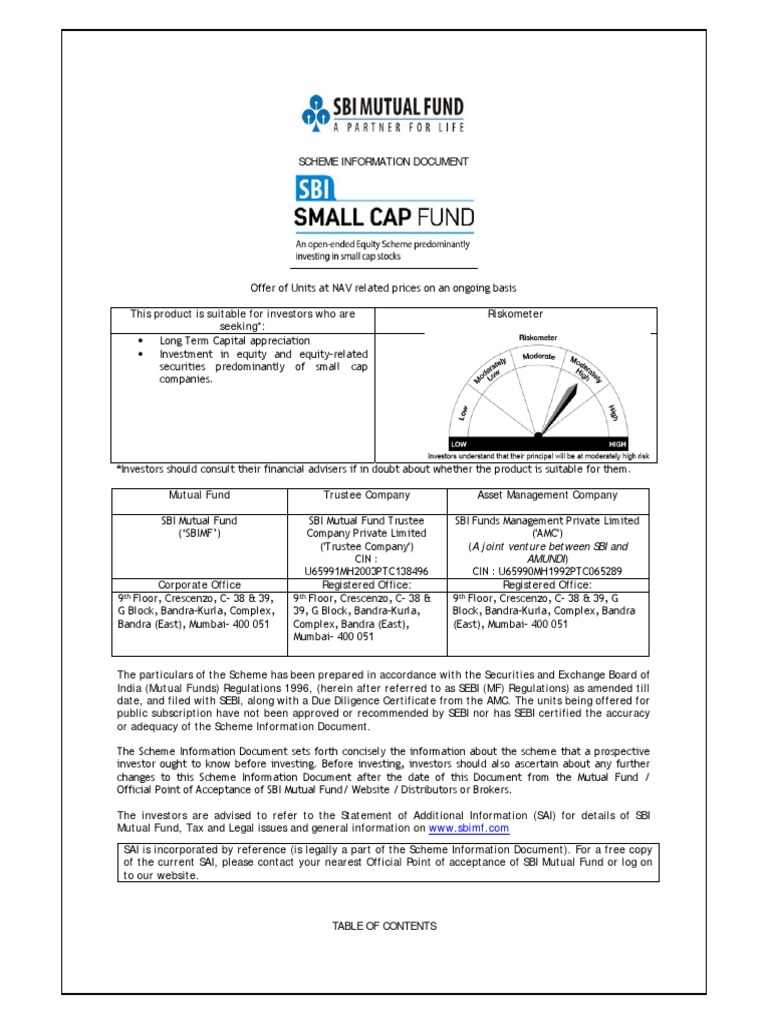 Sid - Sbi Small Cap Fund | PDF | Securitization | Bonds (Finance)