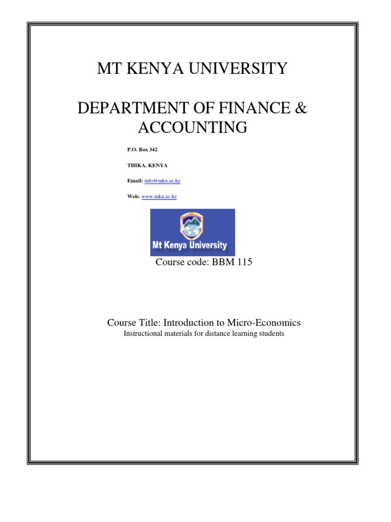Micro Economics Cover Page