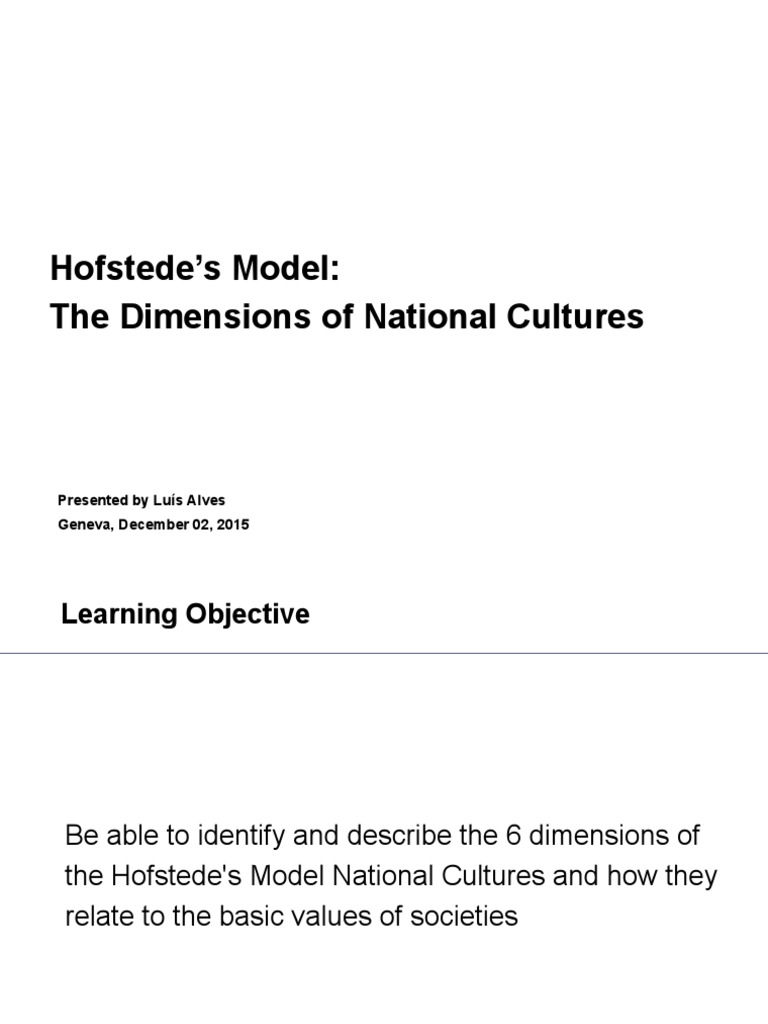 Hofstede' Model - The Dimensions of National Cultures | PDF ...