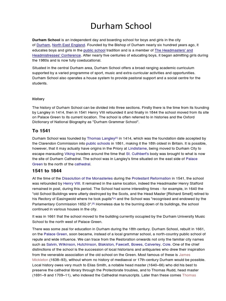 Durham School: History | PDF | England | Sports