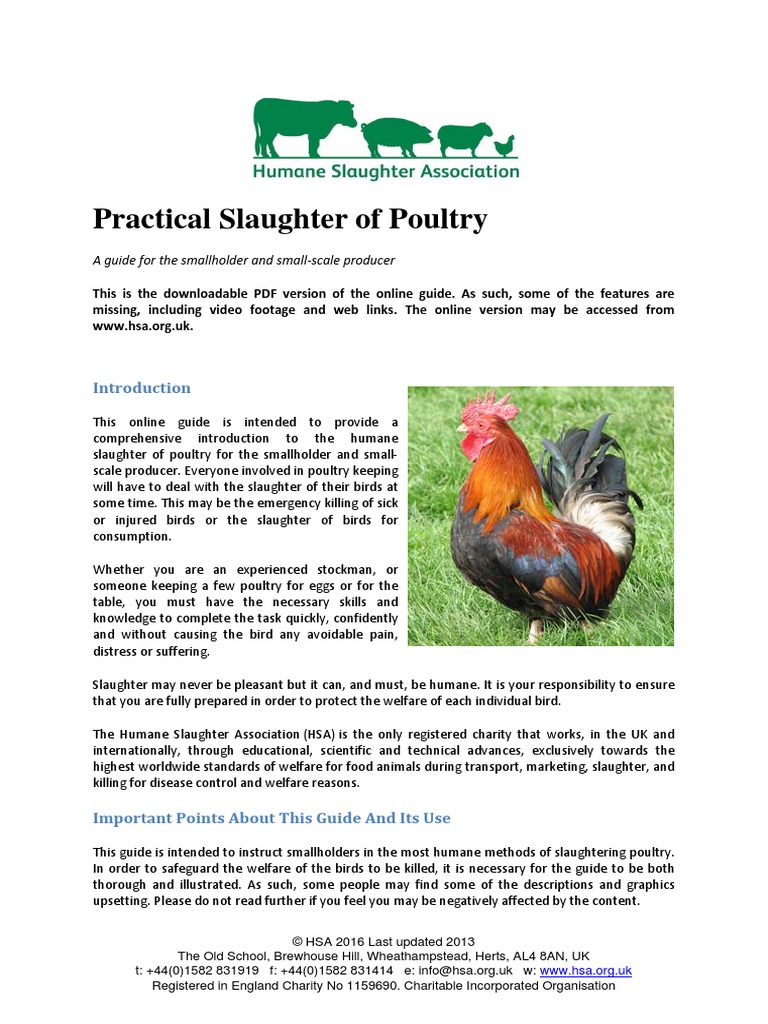 Practical Slaughter of Poultry by The Humane Slaughter Association ...