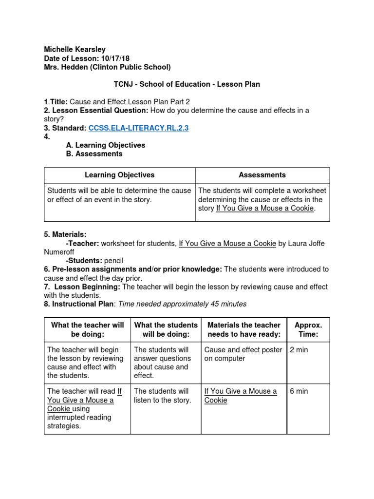 Grade 2 Cause and Effect Lesson Plan | PDF | Lesson Plan | Teachers
