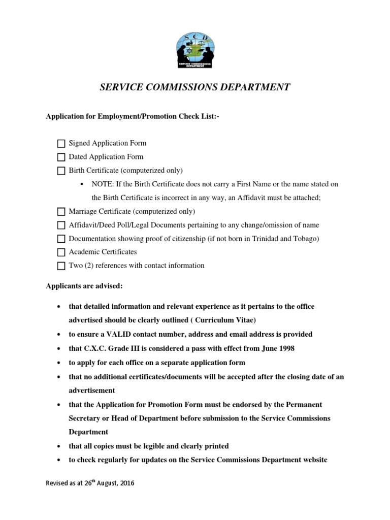 Employment Application Checklist Guide | PDF | Birth Certificate ...