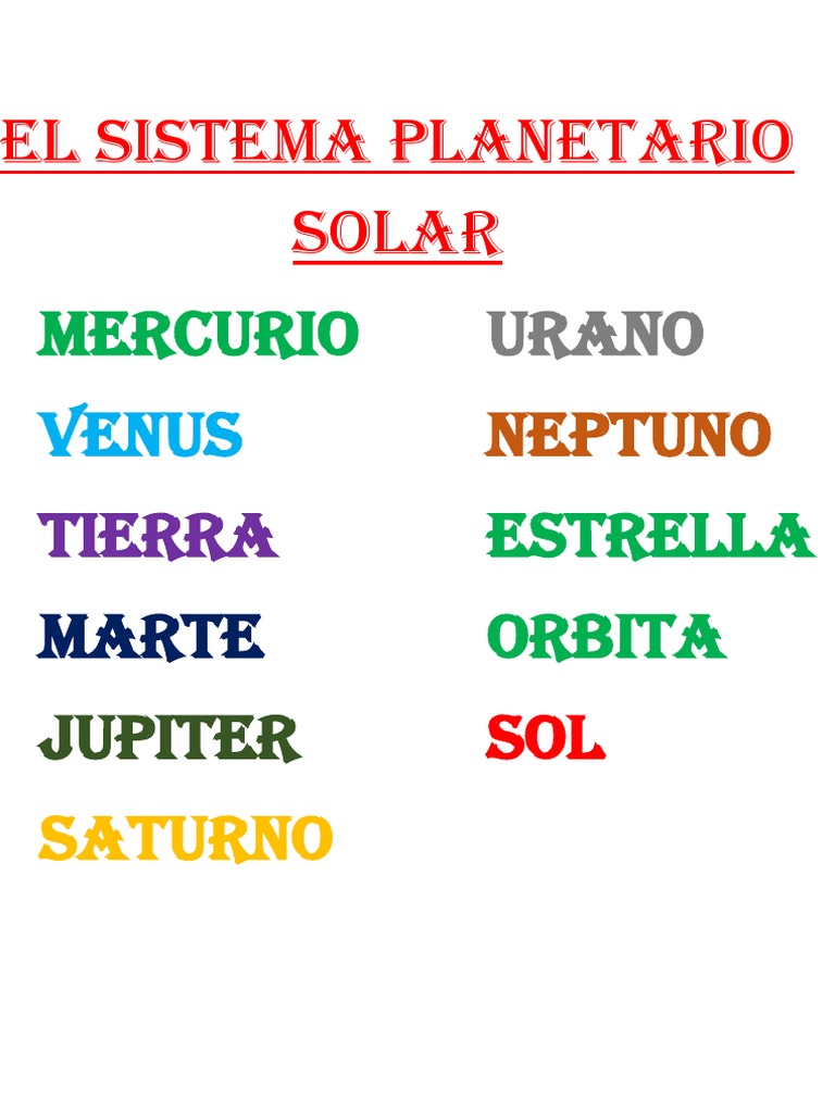 El Sistema Planetario Solar Practica Pdf Sistema Solar Venus