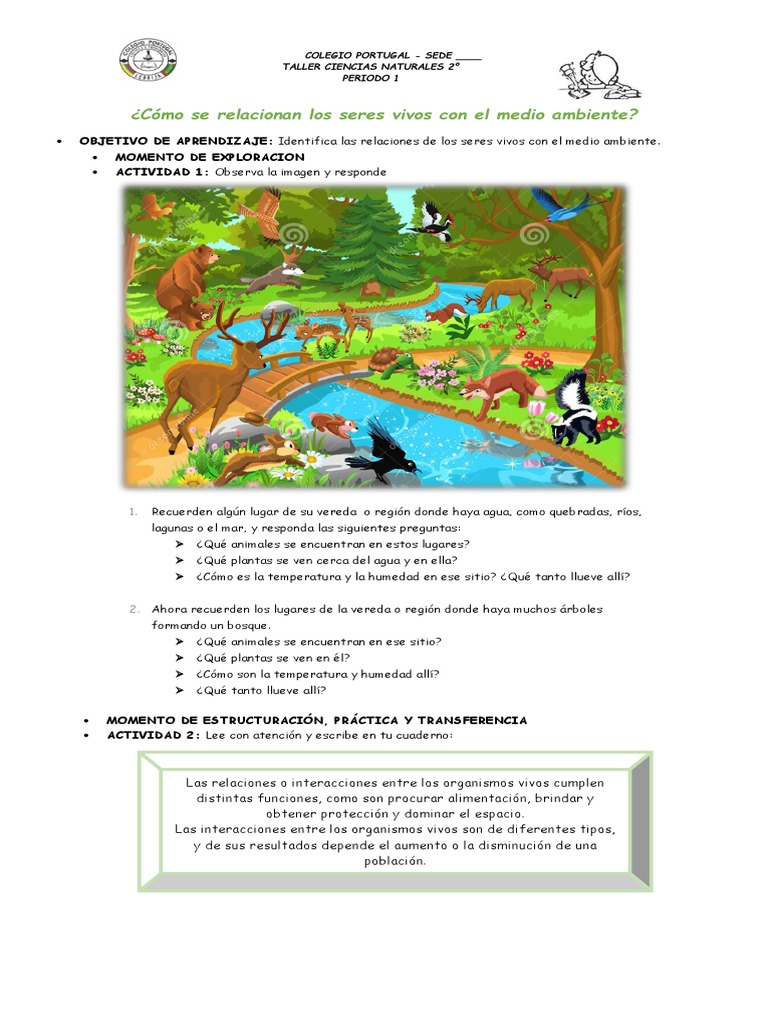 Relación de Los Seres Vivos Con El Ambiente Grado 2 | PDF | Aves ...