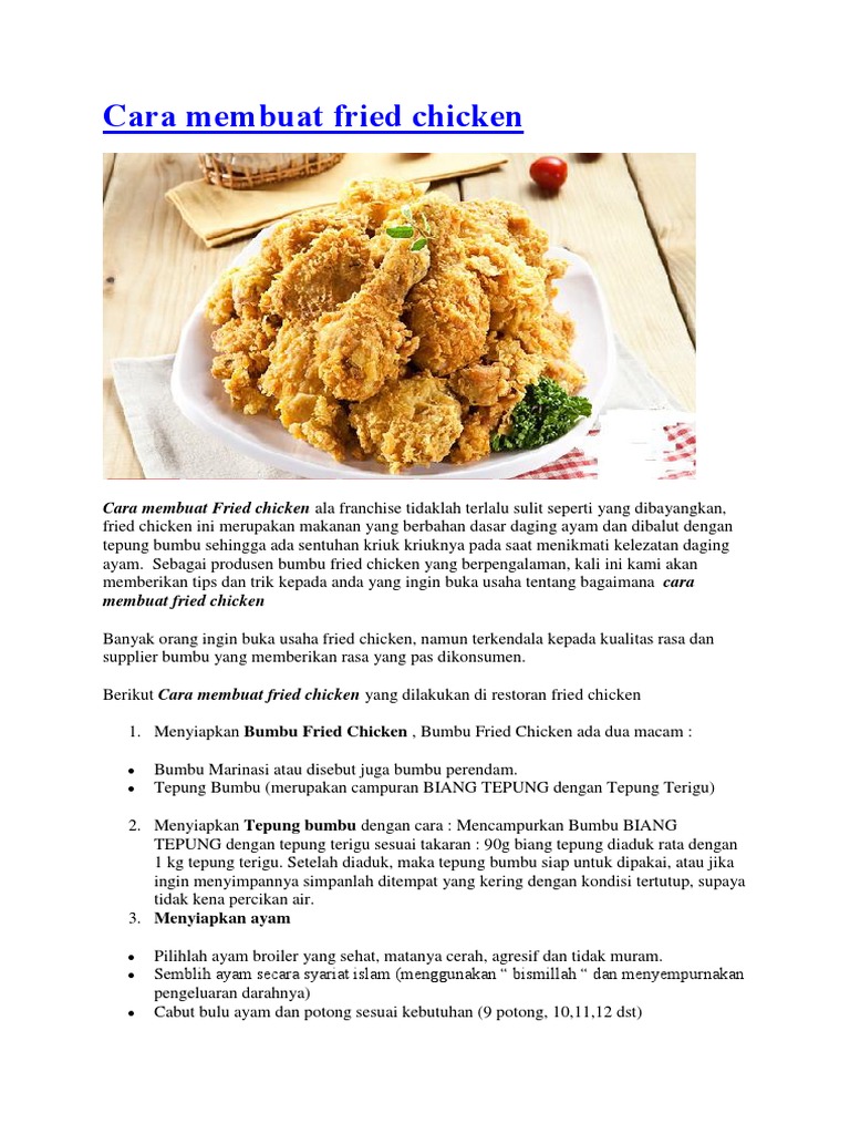 Rinkasan Cara Membuat Fried Chicken | PDF