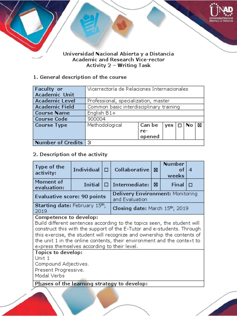 Activity Guide and Evaluation Rubric - Unit 1 Activity 2 Writing Task ...