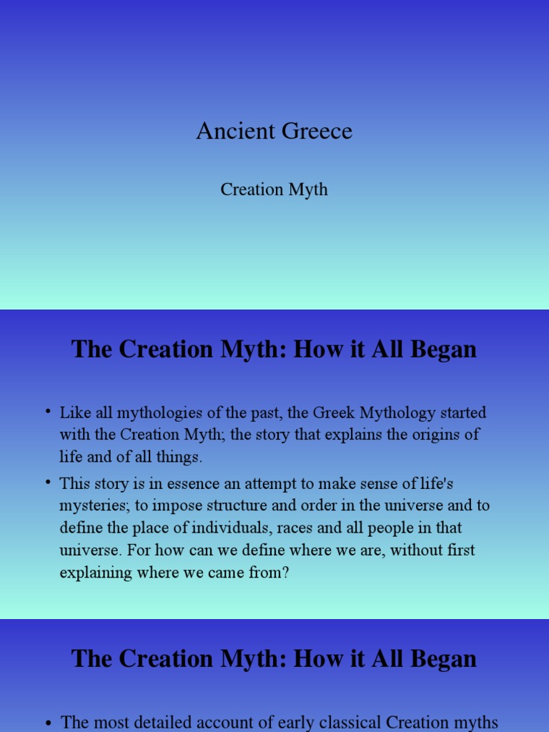 Ancient Greece: Creation Myth | PDF | Zeus | Greek Mythology