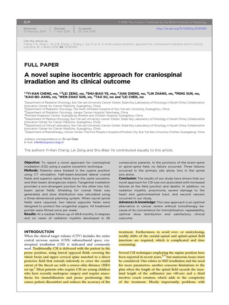 Supine Approach in Csi | PDF | Radiation Therapy | Ct Scan