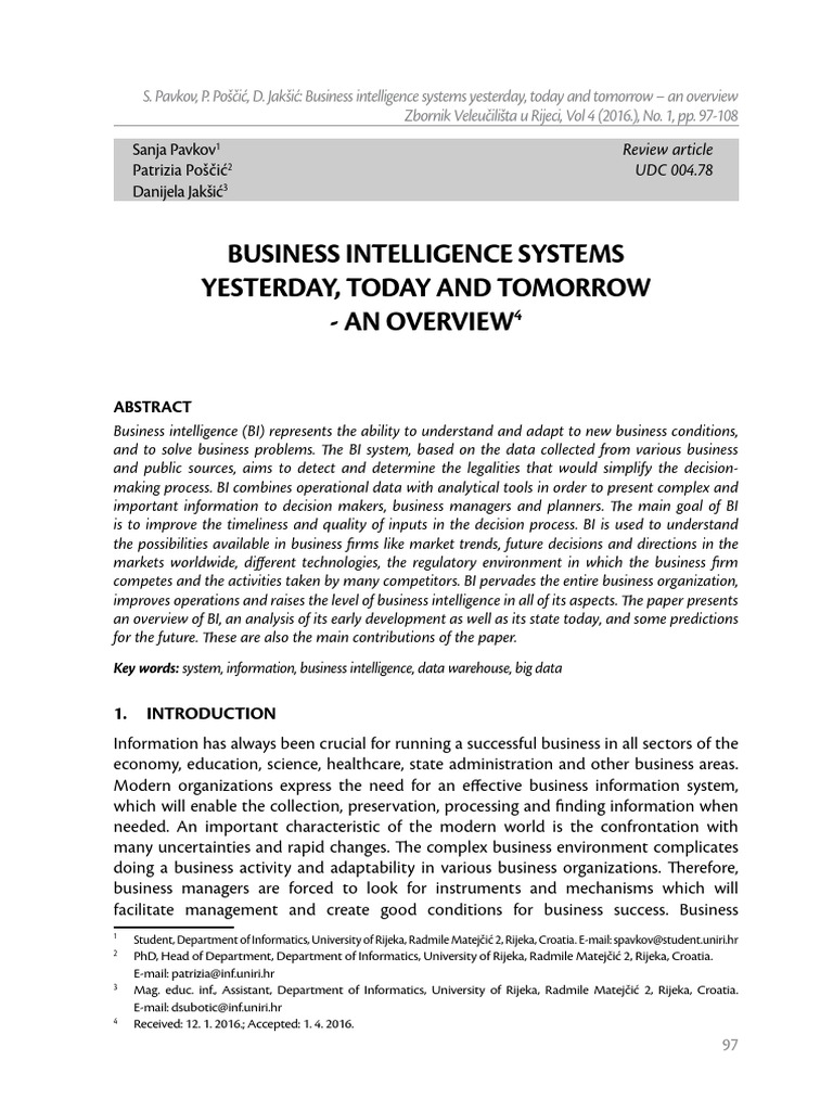 Overview of Business Intelligence Systems | PDF | Business Intelligence ...