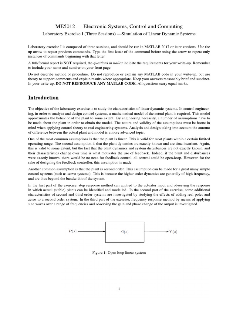 ME5012 - Electronic Systems, Control and Computing | PDF | Control ...