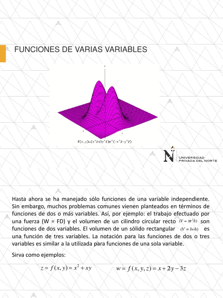 Sesión 01: Funciones de Varias Variables | PDF | Topografía | Función (Matemáticas)