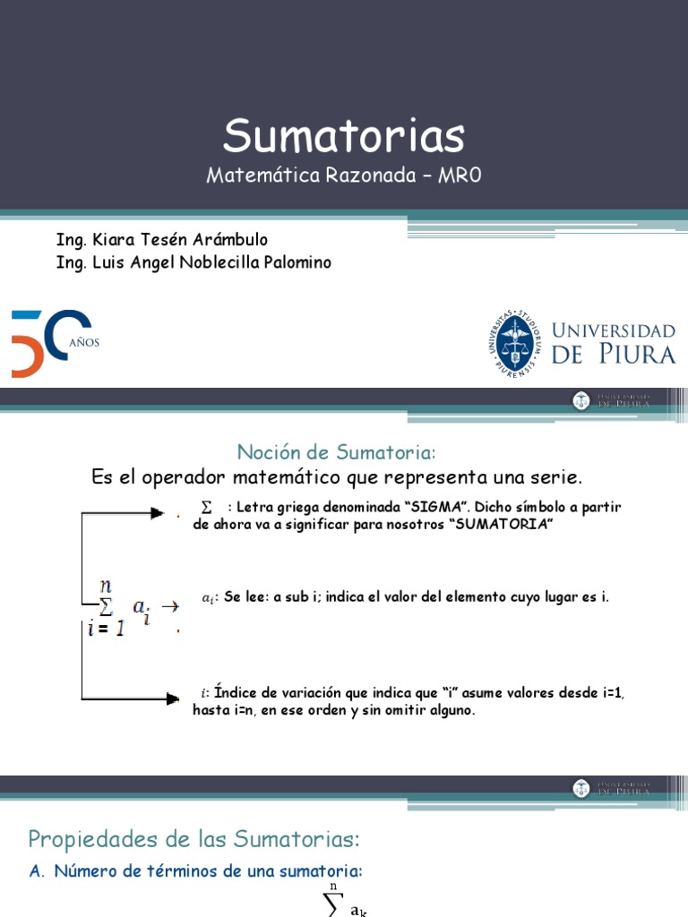 2.3.PPT Sumatorias PDF | PDF | Suma | Notación Matemática