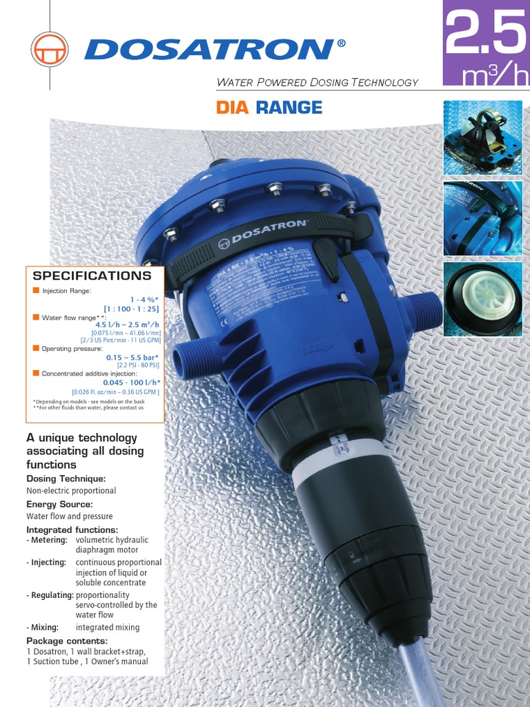 Dosatron 2.5 m3/h | PDF | Dose (Biochemistry) | Chemistry