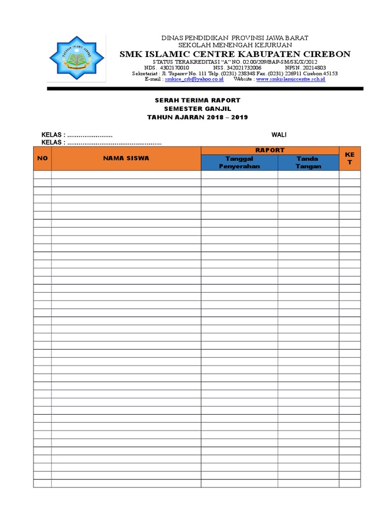 Contoh Cover Raport | PDF