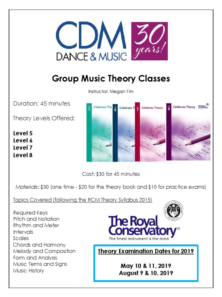 Group Music Theory Classes: Duration: 45 Minutes Theory Levels Offered ...