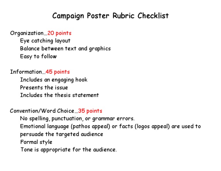 Campaign Poster Rubric | PDF | Art