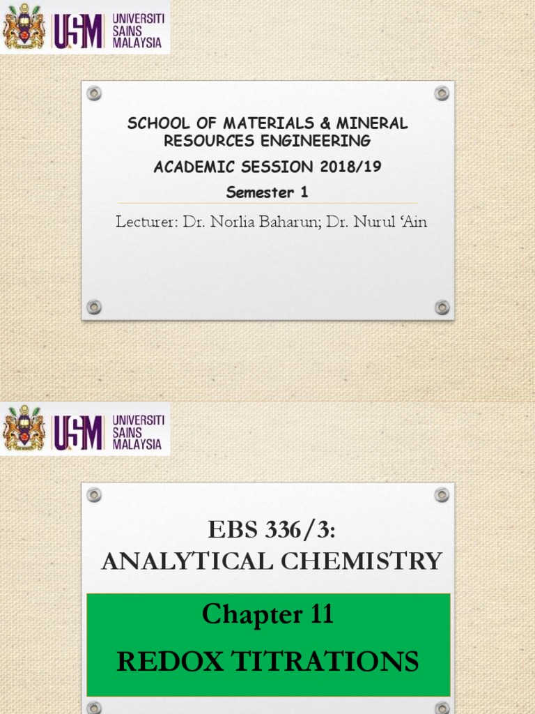 Chapt 11-Redox Titration-2018 PDF | PDF | Titration | Chemistry